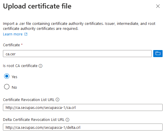 Azure Cba 1 Configure Certificate Authority Trust Taglio Pivkey
